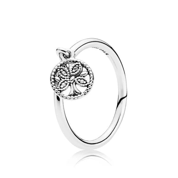 PANDORA 197782CZ-58 Dangling Family Tree Ring Size 8 – Legacy Jewellery